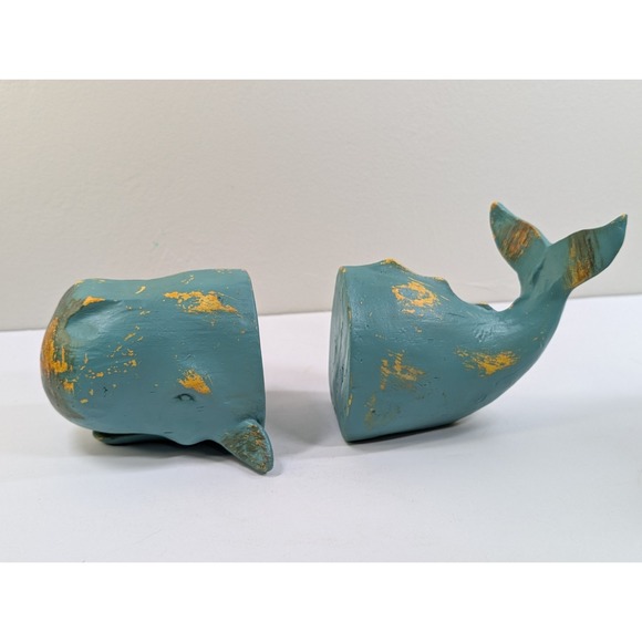 The Unbranded Brand | Wall Decor | Resin Whale Bookends Blue Distressed ...